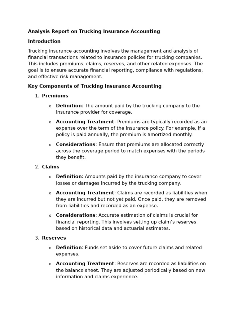 Trucking Insurance Accounting Insights | PDF | Insurance | Expense