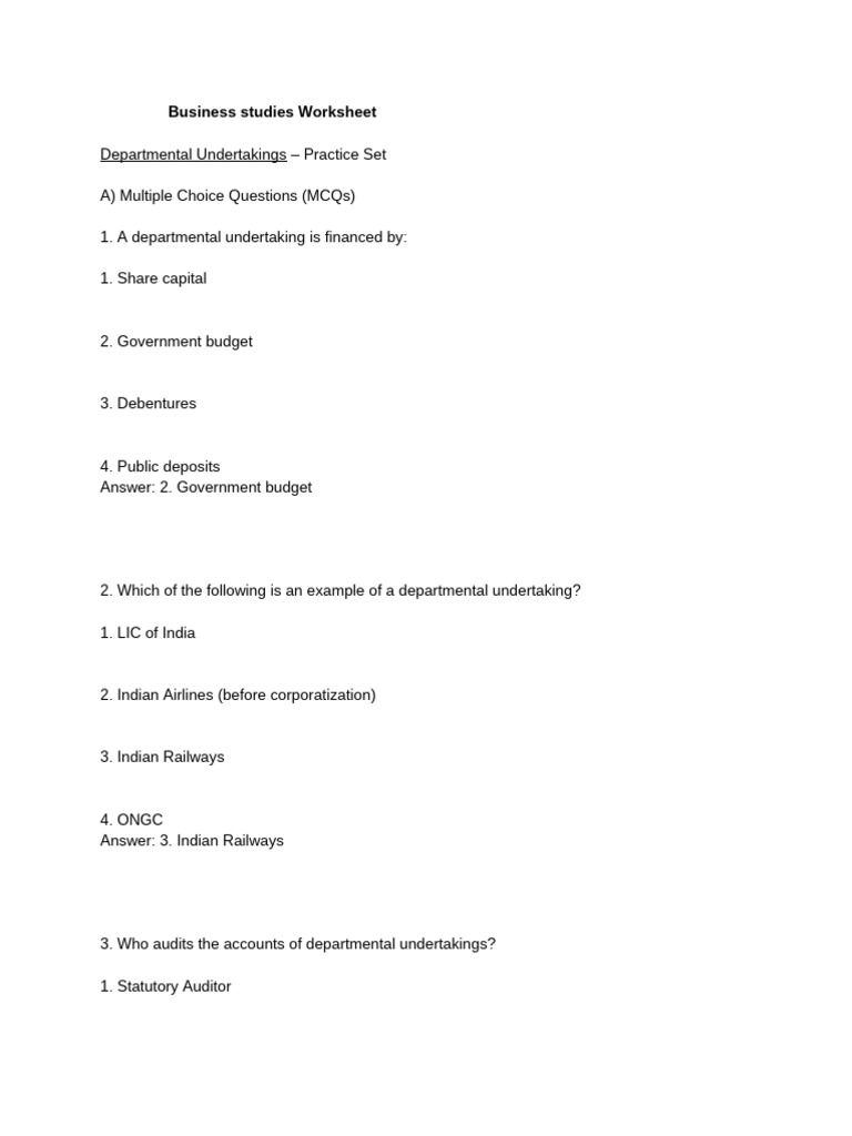 Departmental Undertakings | PDF