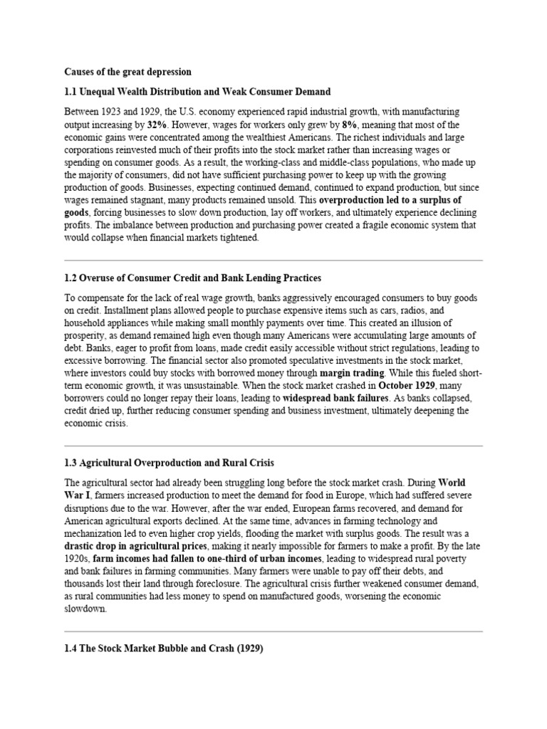Causes of the Great Depression Explained | PDF | Great Depression ...