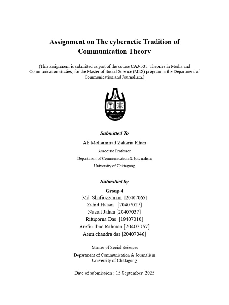 Cybernetic Communication Theory Overview | PDF | Communication ...