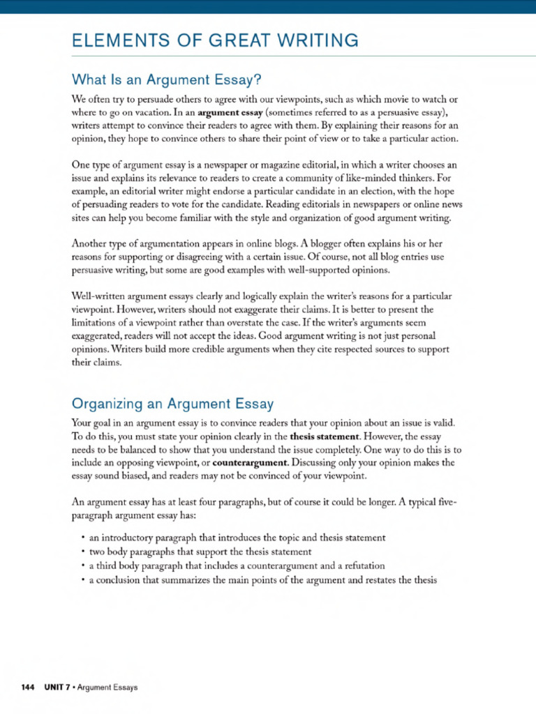 Argument Essay and Counterarguments GW5 | PDF
