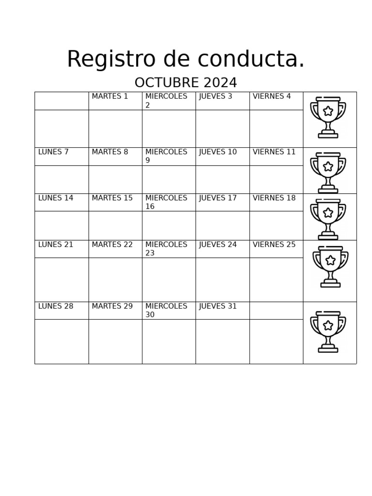 Registro de Conducta: Octubre-Noviembre 2024 | PDF