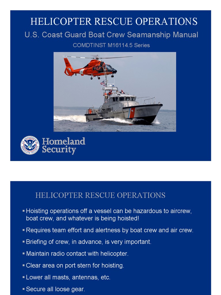 Helicopter Rescue Operations: U.S. Coast Guard Boat Crew Seamanship ...
