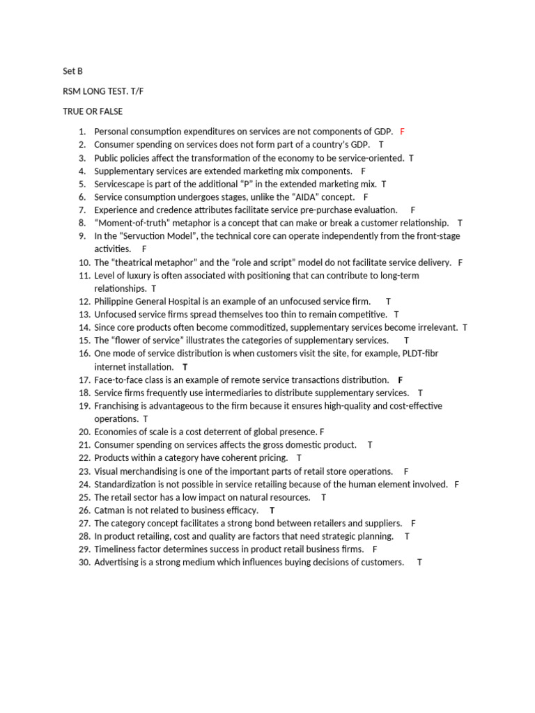 Set B.RSM. LONG TEST | PDF | Retail | Gross Domestic Product
