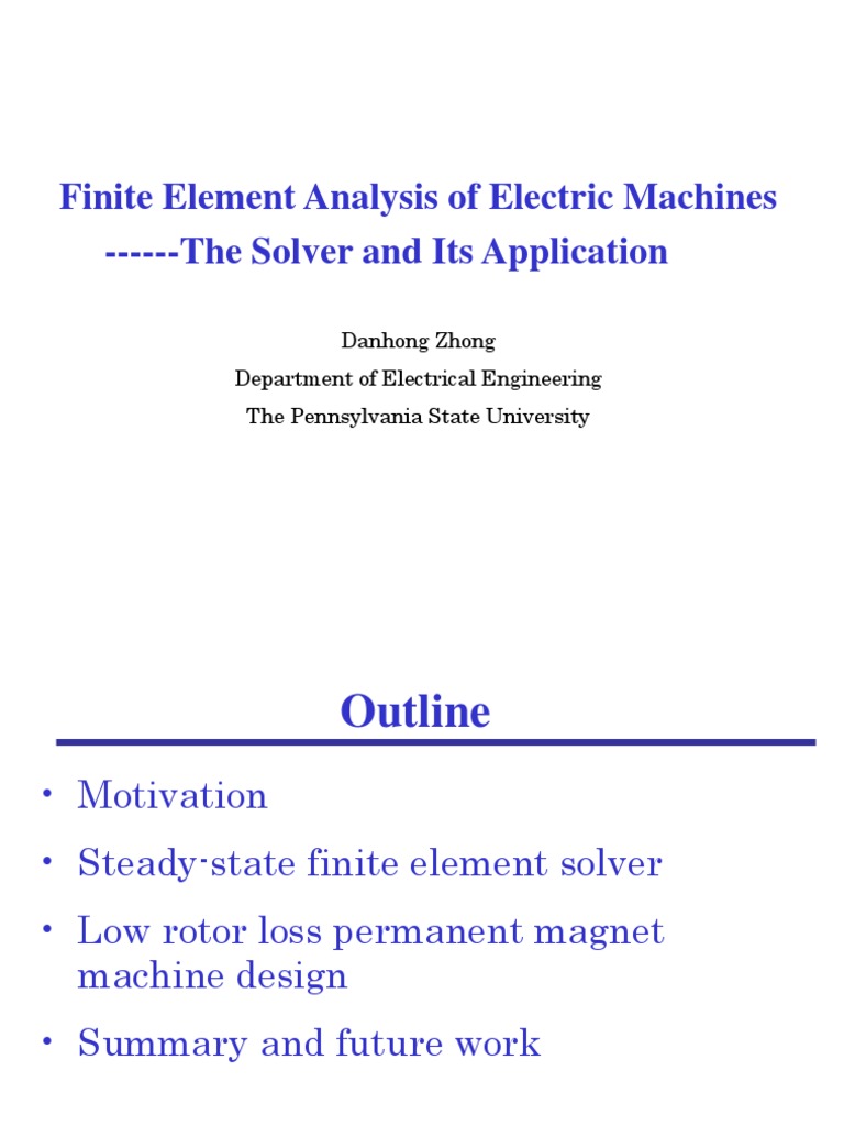 Finite Element Analysis of Electric Machines - The Solver and Its ...