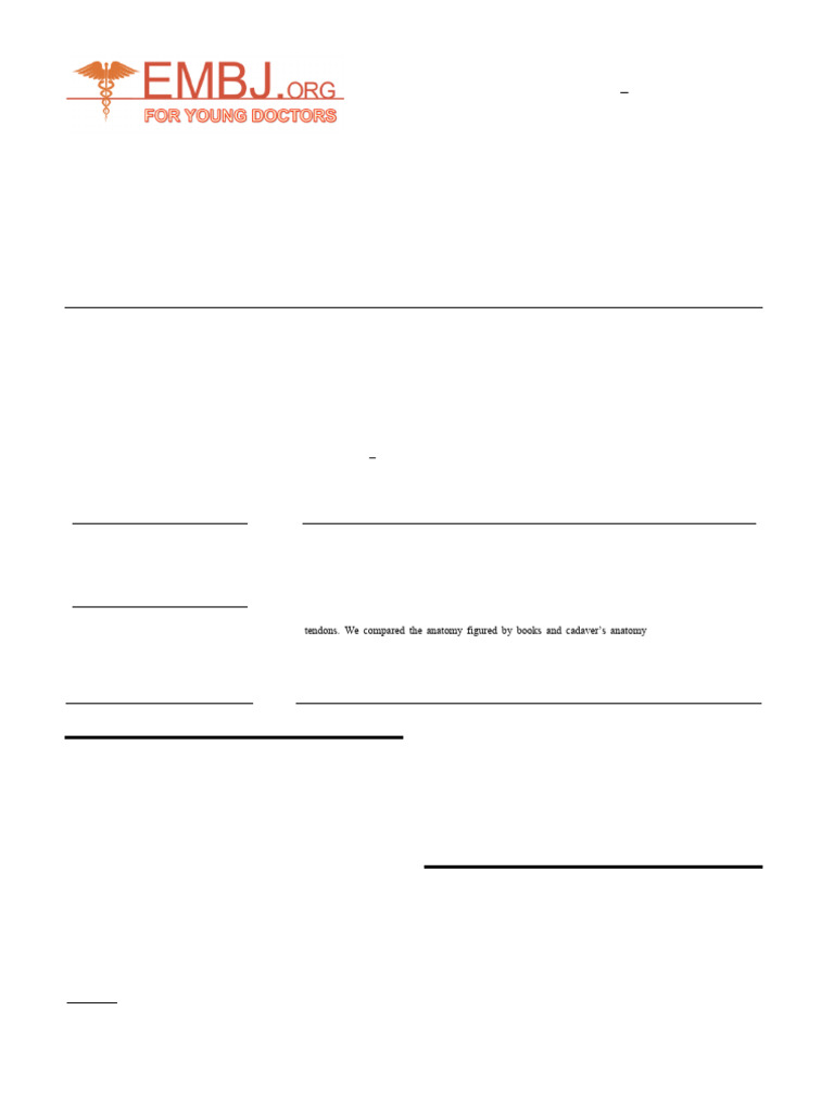 Technical Report Anatomical Dissection and Analysis of The Structures ...