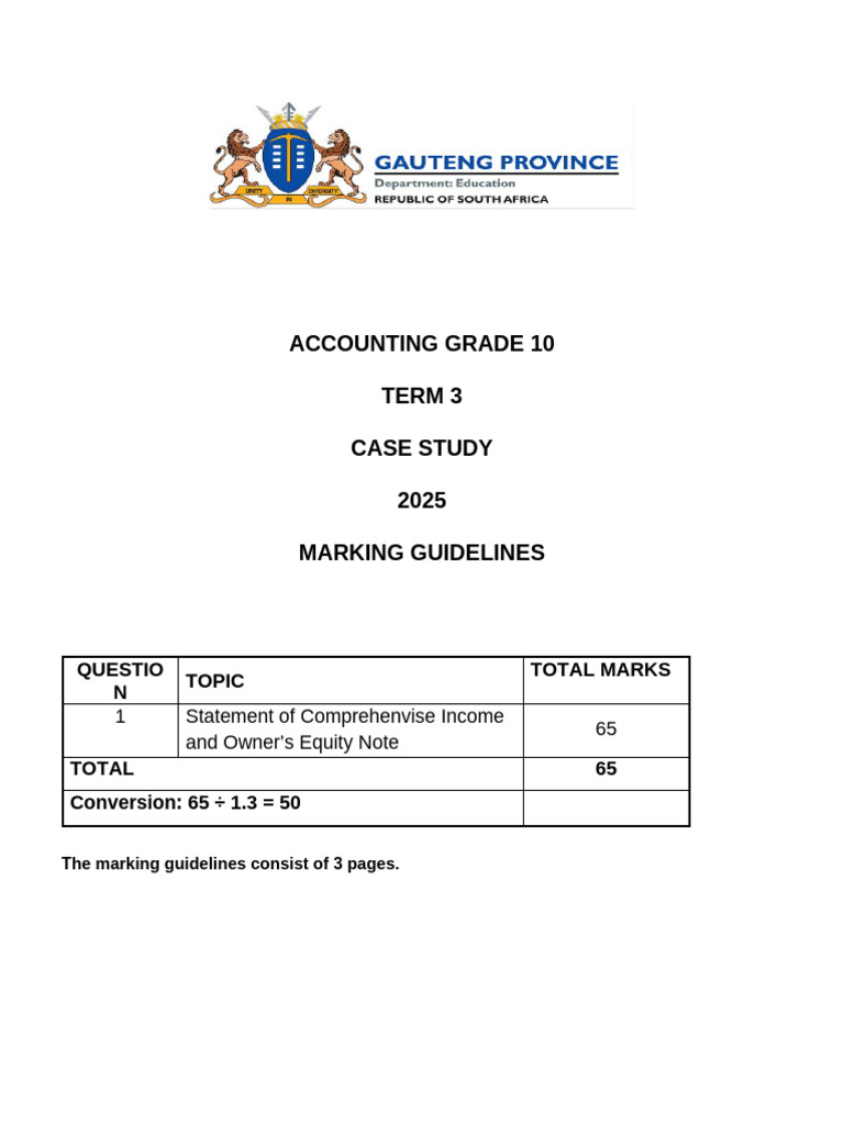 Grade 10 Accounting Case Study 2025 | PDF | Income | Expense