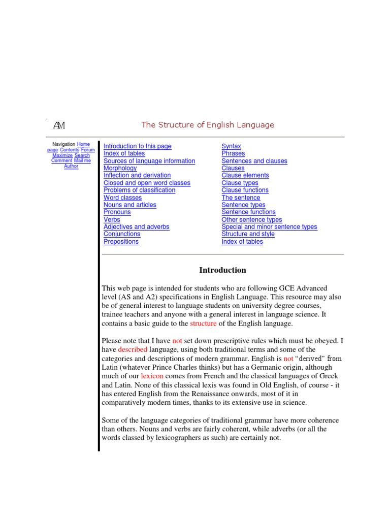 The Structure of English Language | PDF | Verb | Adverb