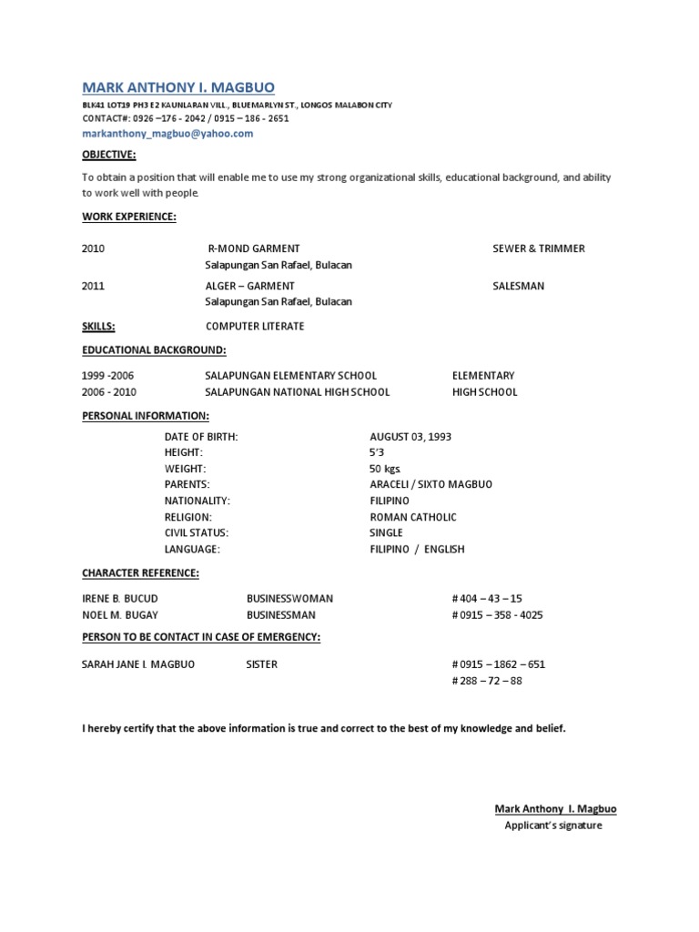 Resume Ni Makmak | PDF