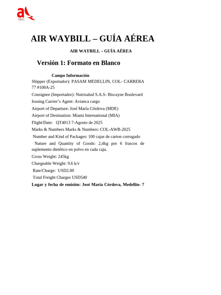 Air Waybill | PDF