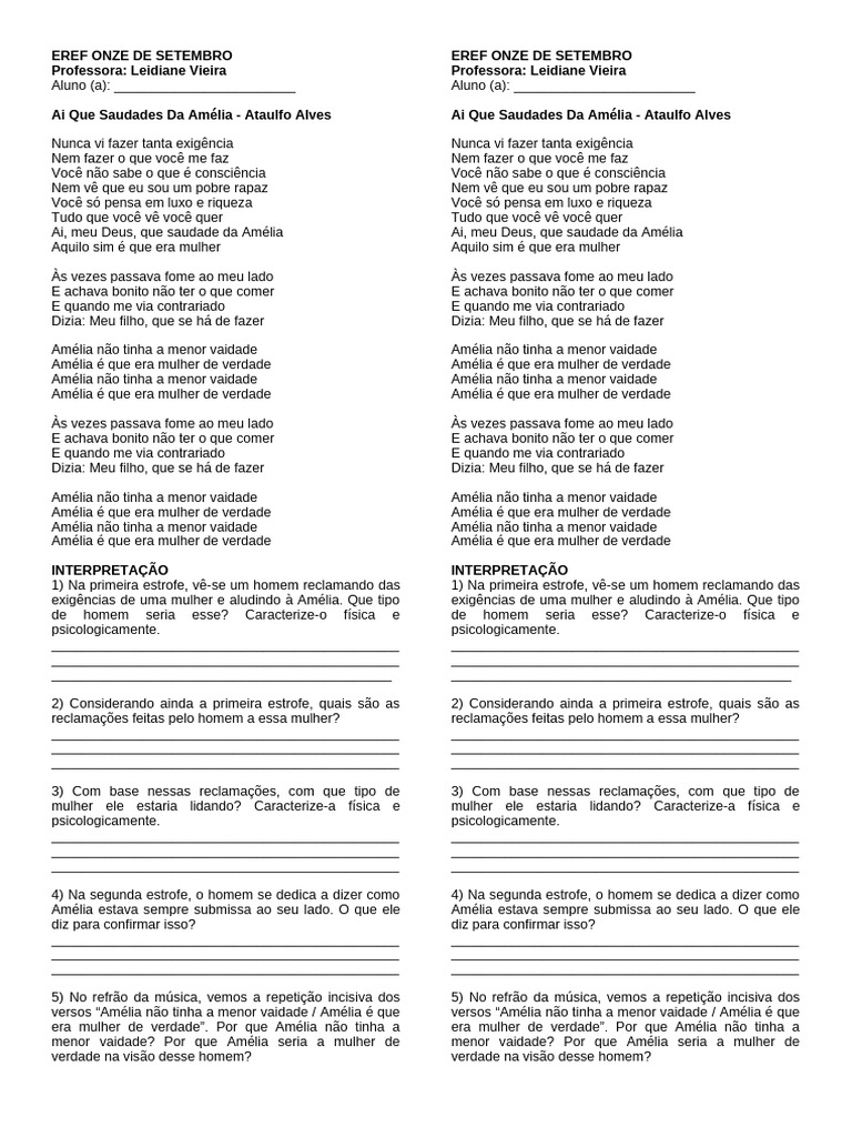 Ai Que Saudades Da Amélia | PDF