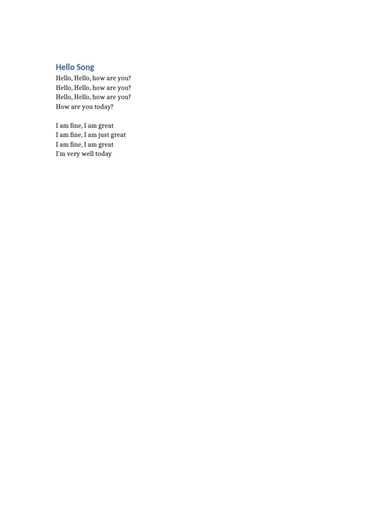 Hello Song Lyrics | PDF