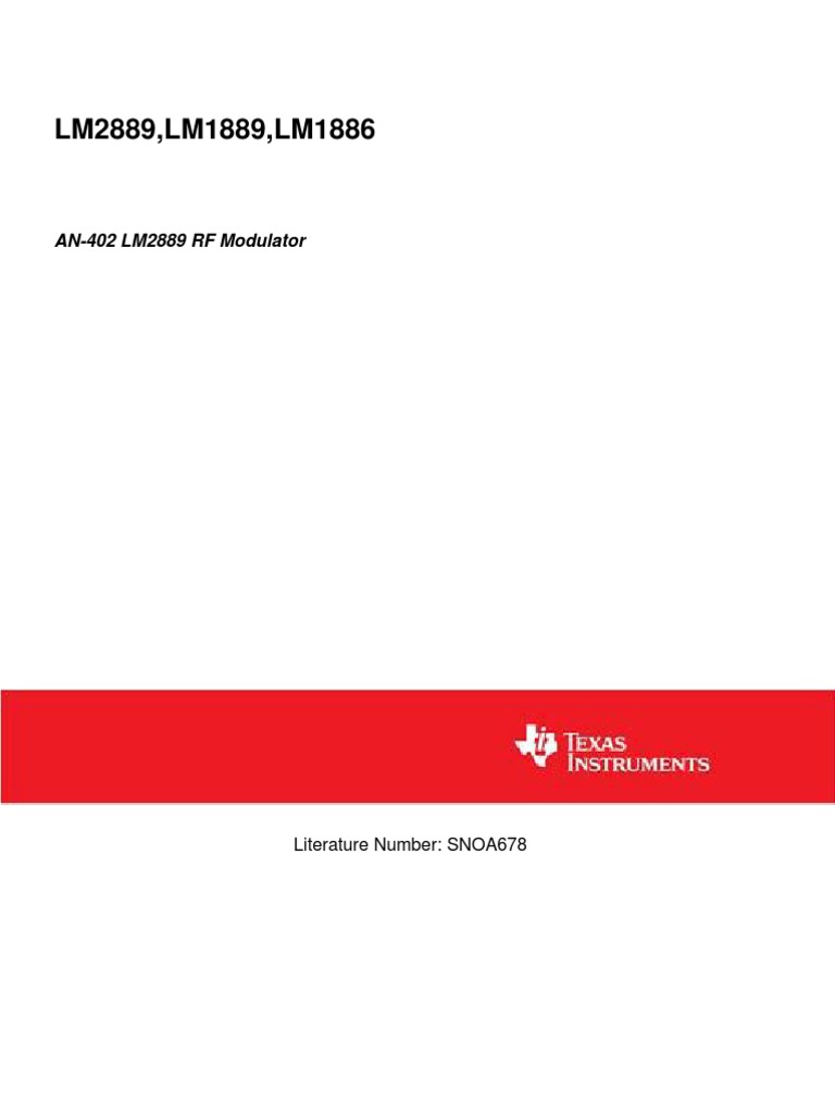 LM2889, LM1889, LM1886: AN-402 LM2889 RF Modulator | PDF | Frequency ...