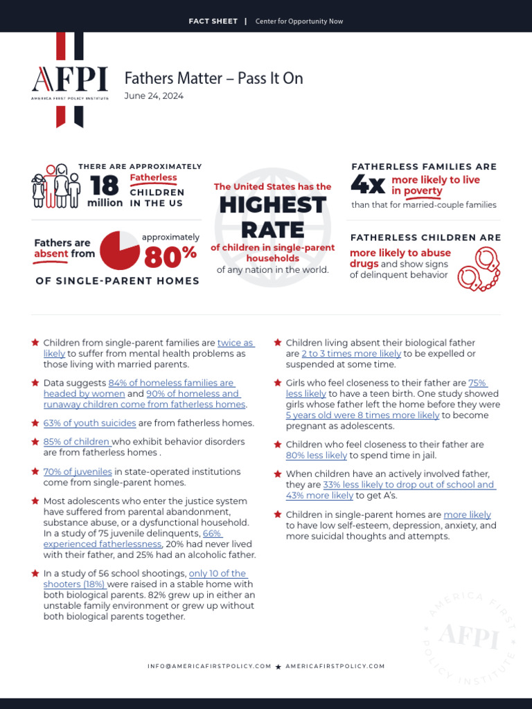 Fatherlessness Impact Statistics 2024 | PDF | Single Parent | Adolescence