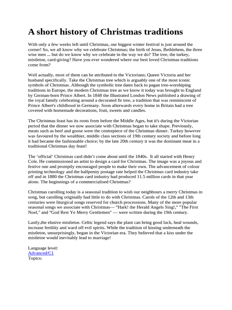 A Short History of Christmas Traditions | PDF | Christmas | Christmas ...