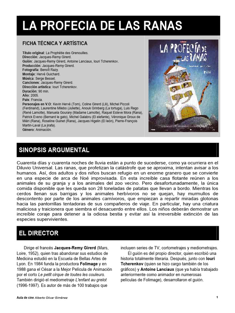 La Profecía de las Ranas: Análisis y Actividades | PDF | Arca de Noé