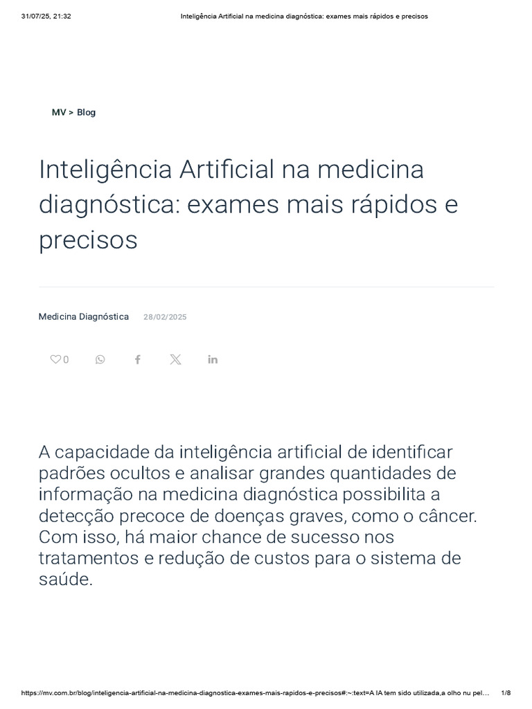 IA na Medicina Diagnóstica: Exames Eficientes | PDF | Inteligência ...