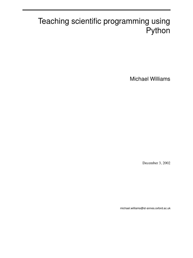 Teaching Scientific Programming Using Python Michael Williams Pdf Python Programming