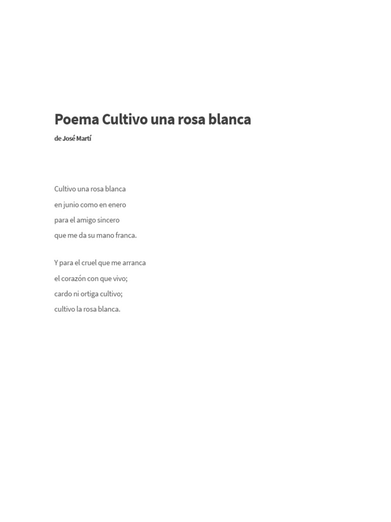 Poema Cultivo Una Rosa Blanca | PDF