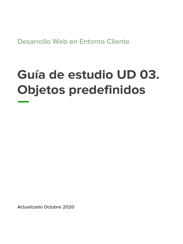 Guía de Objetos Predefinidos en JS | PDF | Script Java | Tecnologías de la información