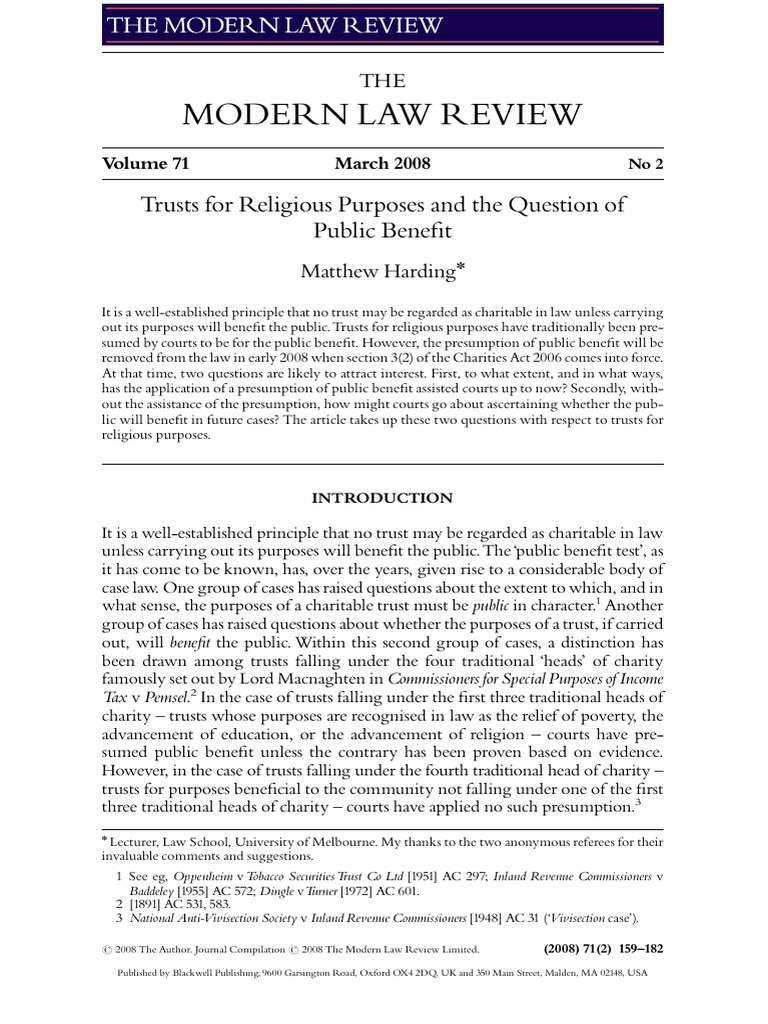 Trusts for Religious Purposes Explained | PDF | Charitable Organization ...