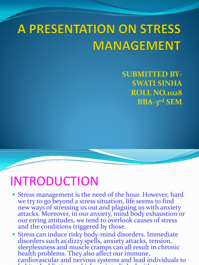 A Presentation On Stress Management | PDF | Coping (Psychology ...