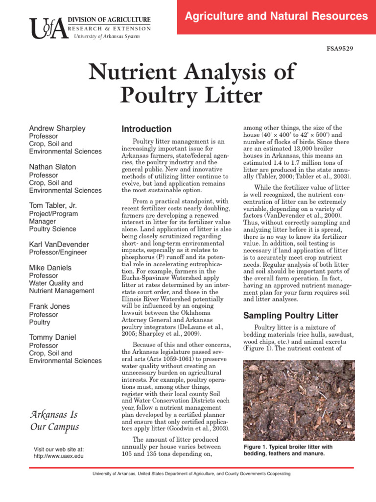 Poultry Litter Nutrient Analysis Guide | PDF | Fertilizer | Agriculture