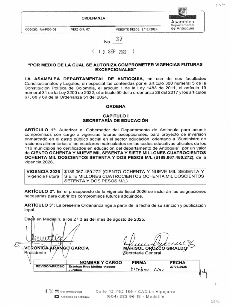 Ordenanza 37 de 2025 | PDF