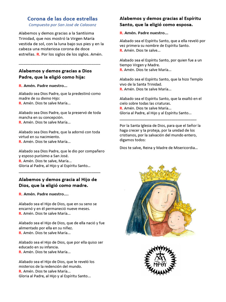 Corona de Las Doce Estrellas | PDF | María, madre de Jesús | espíritu Santo