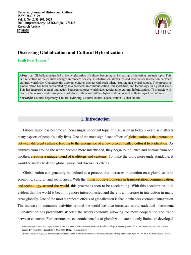 Cultural Hybridisation and Globalisation Case Study | PDF ...