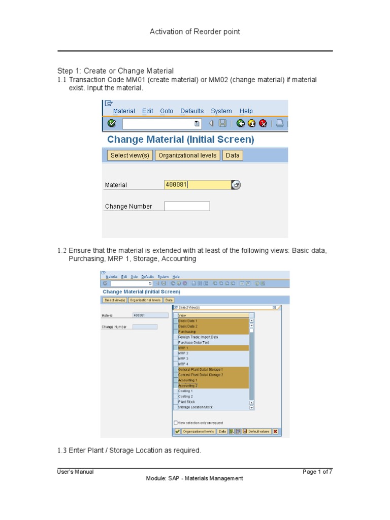 MRP Reorder Point Activation | PDF | Areas Of Computer Science ...