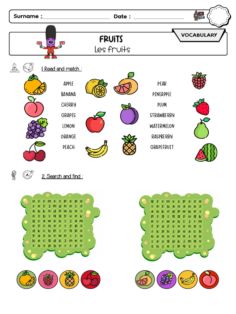 Vocabulaire fruits | PDF | Fruit | Edible Fruits