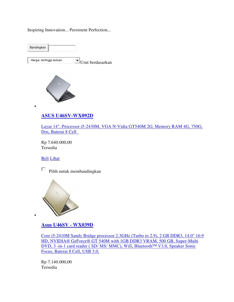 ASUS Laptop Models and Prices | PDF
