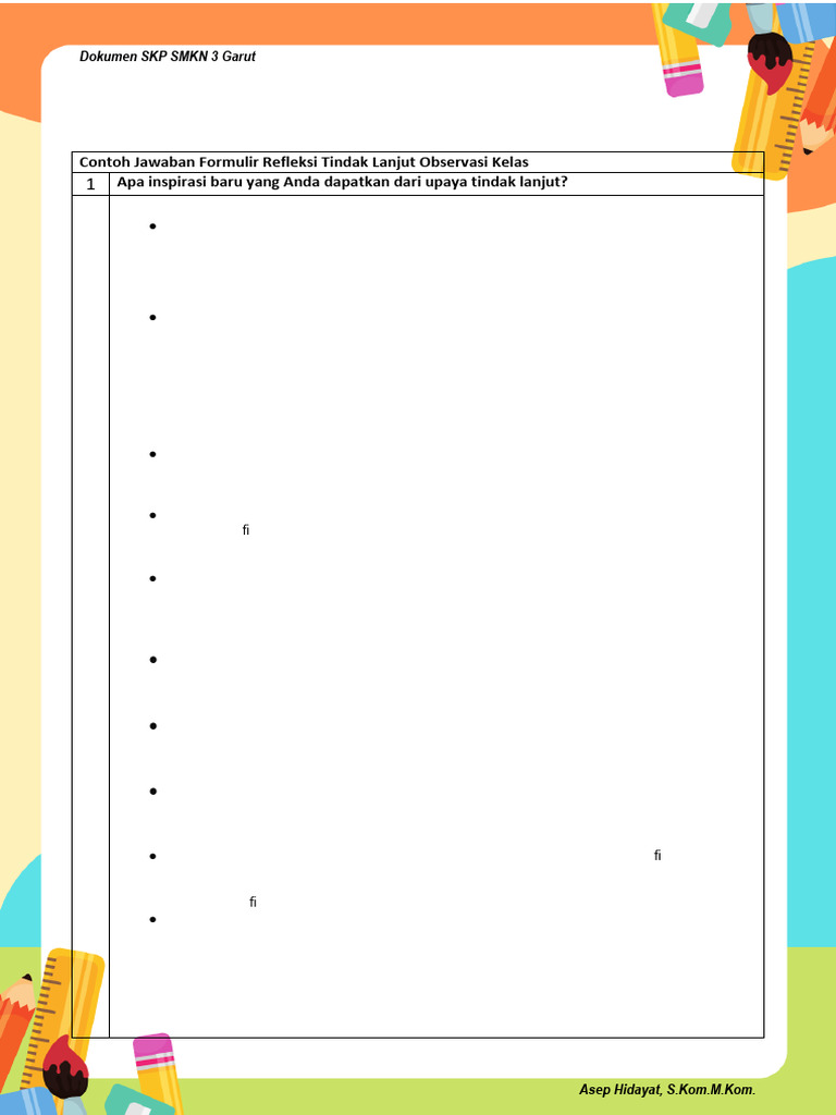 9. Refleksi Tindak Lanjut Observasi Kelas | PDF