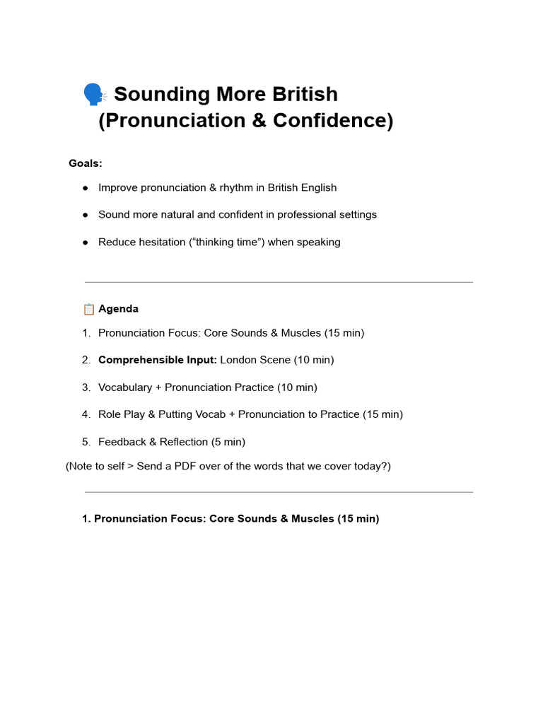 ? 1-Hour Lesson Plan - Sounding More British (Pronunciation ...