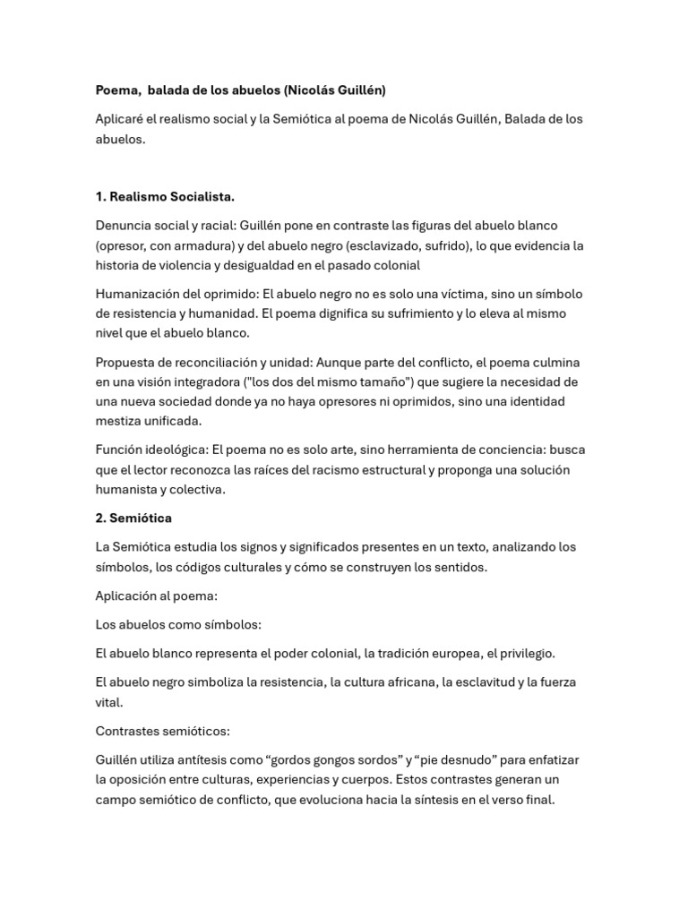 Análisis de "Balada de los abuelos" | PDF