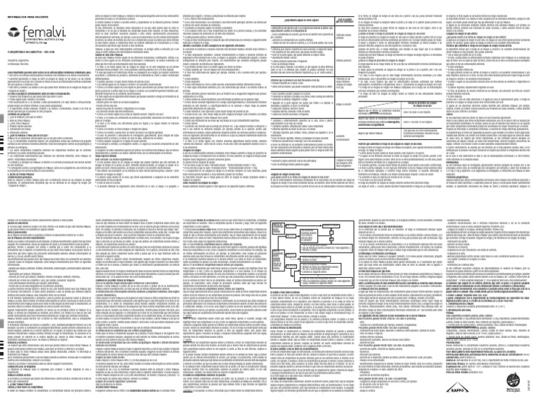 Uso y riesgos de FEMALVI anticonceptivos | PDF | Trombo | Control de la ...