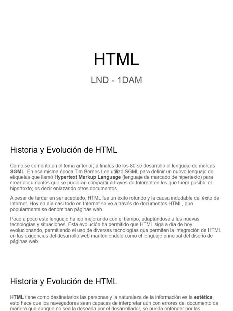 DAW Lenguaje de Marcas: HTML | PDF | HTML | Red mundial