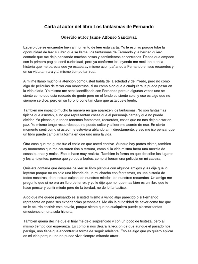 Carta a Jaime Alfonso Sandoval | PDF