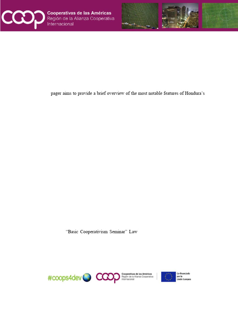 Honduras Cooperative Legal Framework Analysis | PDF