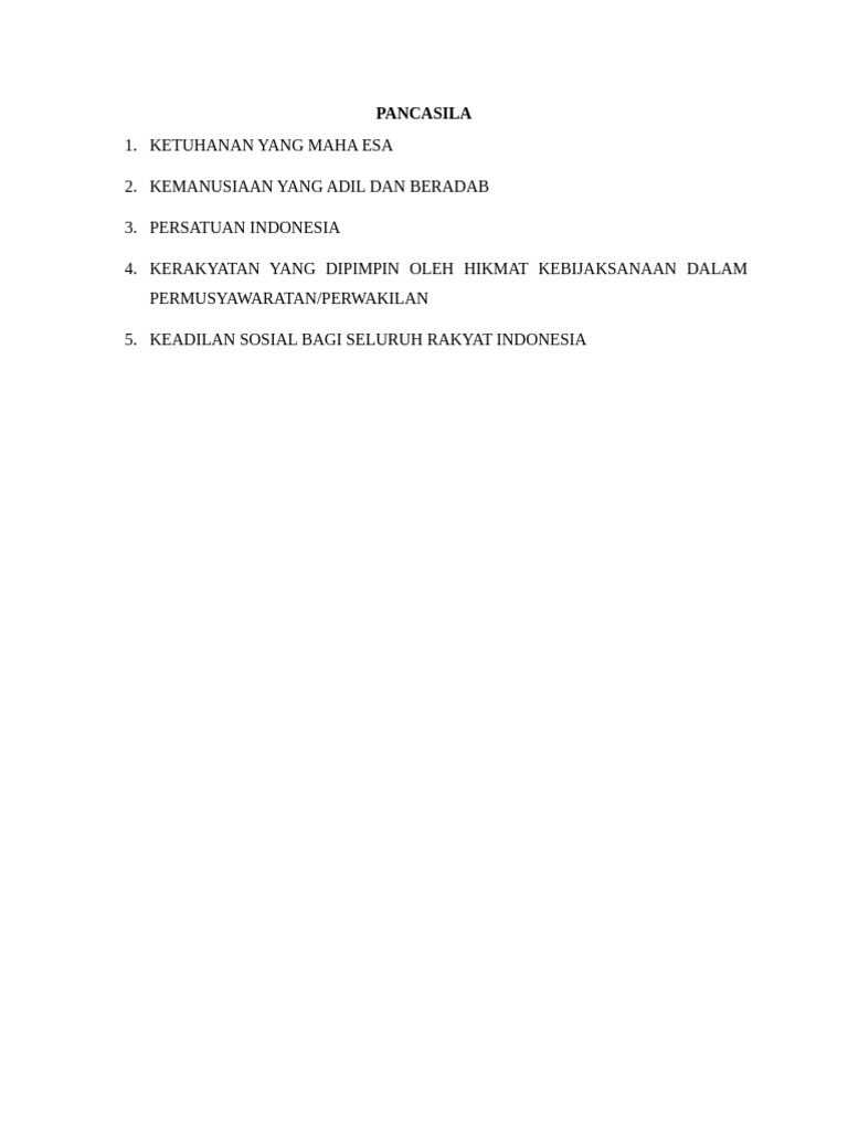 Teks Pancasila, Tri Satya, Dasa Darma | PDF