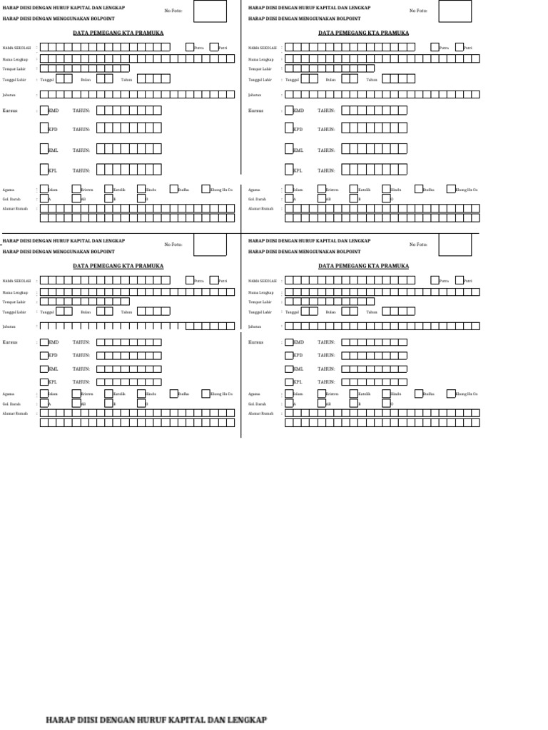 Blangko Biodata Pendataan | PDF