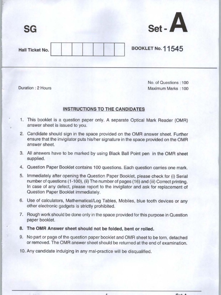 AP Transco Sub Engineer Question Paper SET-A | PDF