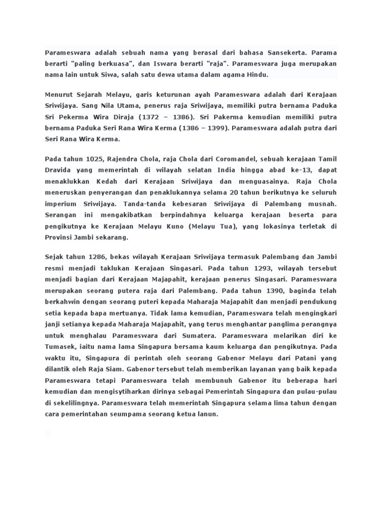 Asal Usul Parameswara | PDF