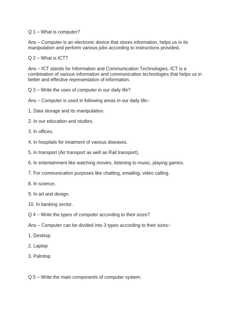 Chapter 1 - Basics of Computer | PDF