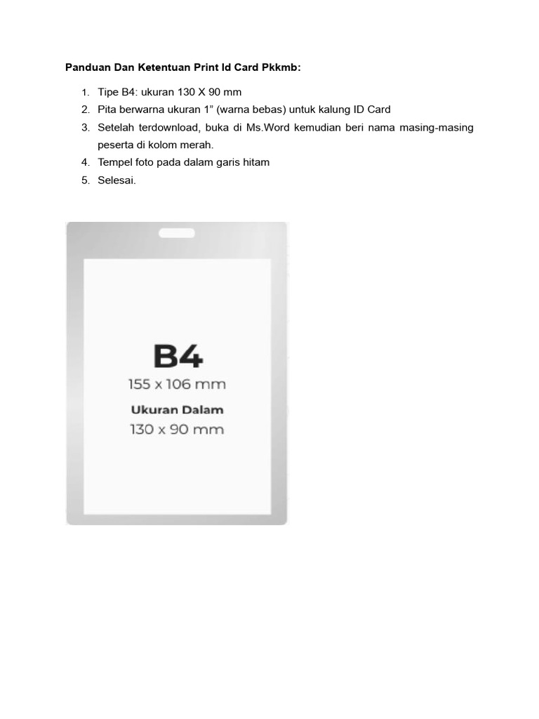 Panduan Ketentuan Print Id Card PKKMB Fkip 2025 | PDF