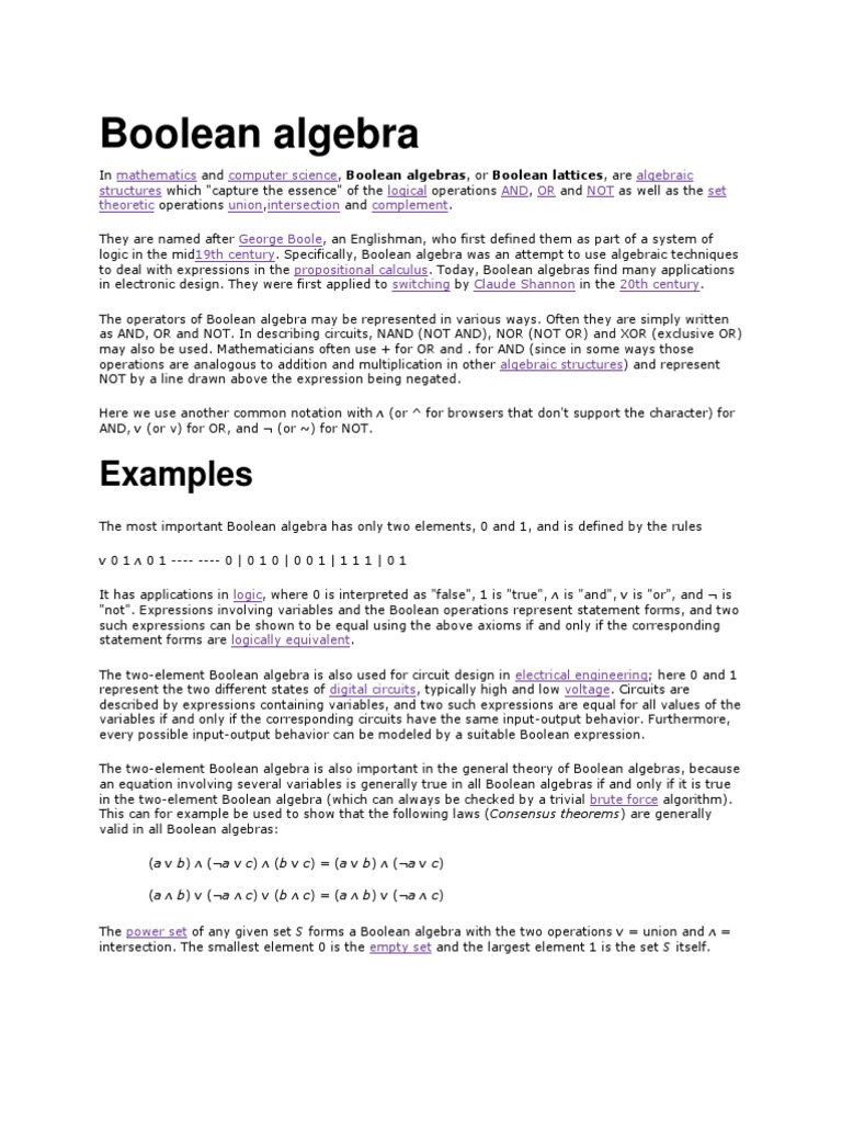 Boolean Algebra | PDF | Boolean Algebra | Teaching Mathematics
