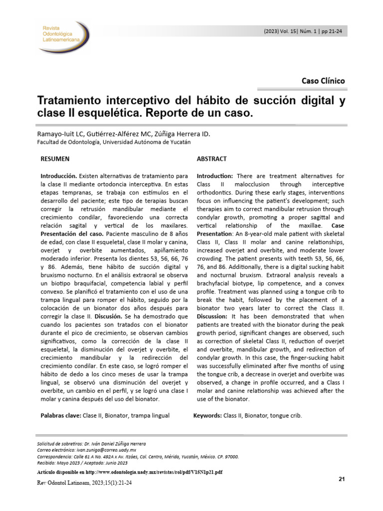 Tratamiento Clase II y Succión Digital | PDF | Anatomia dental | Diente