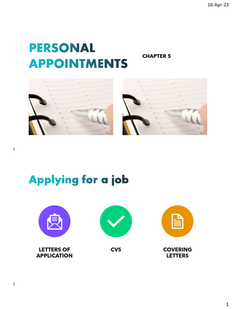Ch5 Personal Appointments | PDF | Résumé | Human Communication