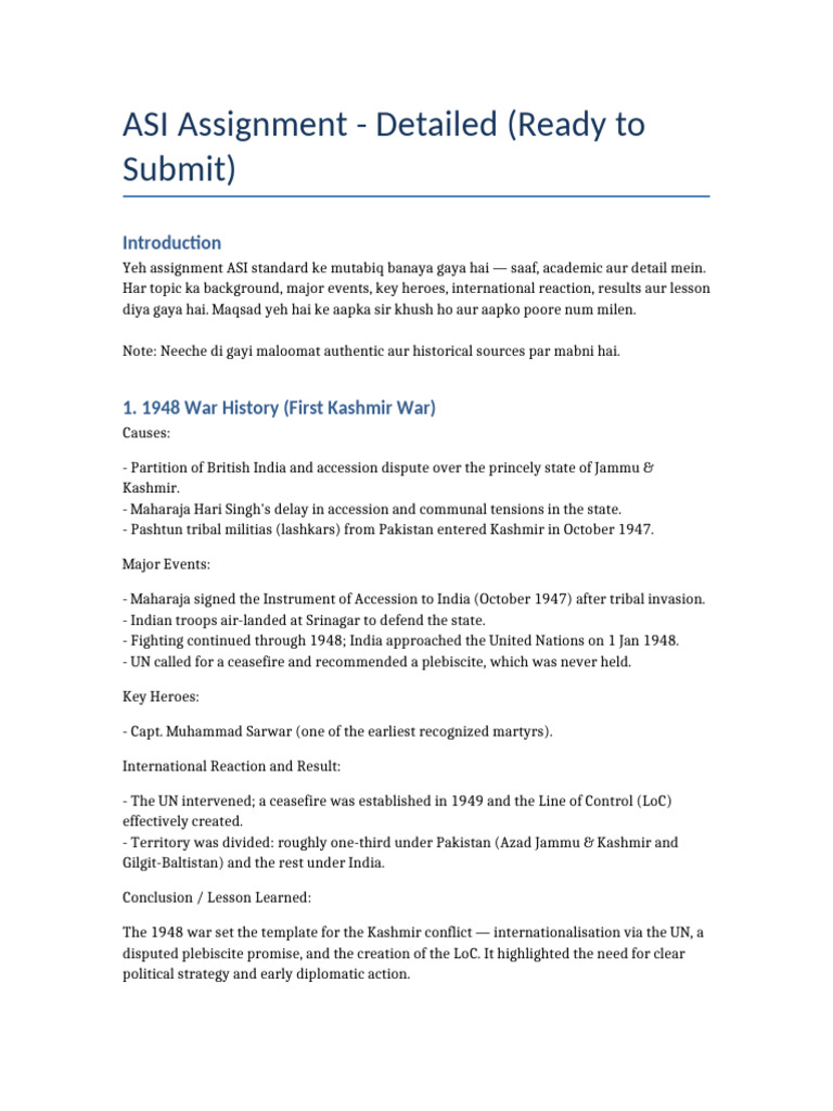 ASI Assignment Detailed | PDF | Non Commissioned Officer | Government Of Pakistan